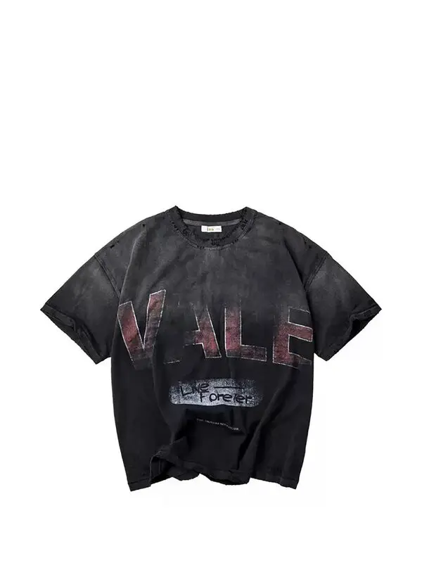VALE FOREVER Logo-print Distressed T-shirt - Black