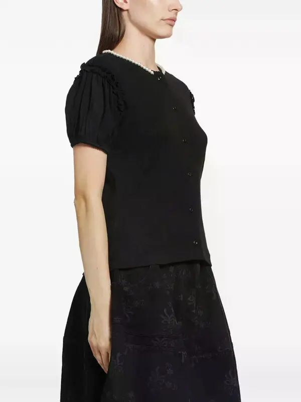 Simone Rocha Pointelle Puff-sleeve Blouse - Black