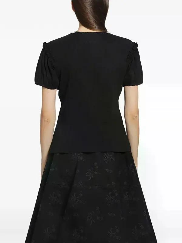 Simone Rocha Pointelle Puff-sleeve Blouse
