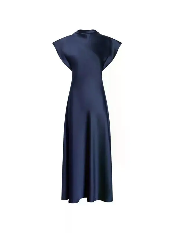 Tanya Taylor Adrien Draped-neck Midi Dress - Blue