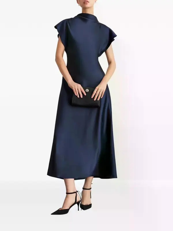Tanya Taylor Adrien Draped-neck Midi Dress