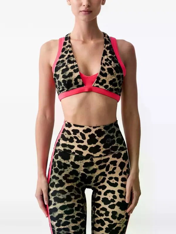 P.E Nation Unity Leopard-print Layered Sports Bra - Neutrals
