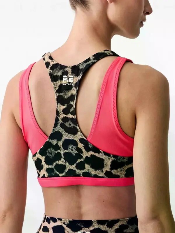 P.E Nation Unity Leopard-print Layered Sports Bra