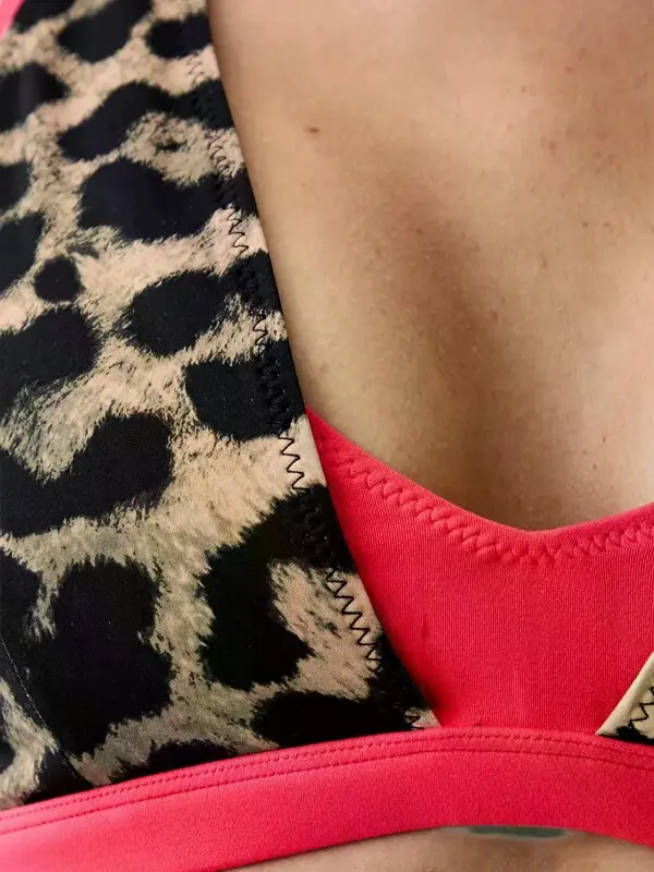 P.E Nation Unity Leopard-print Layered Sports Bra