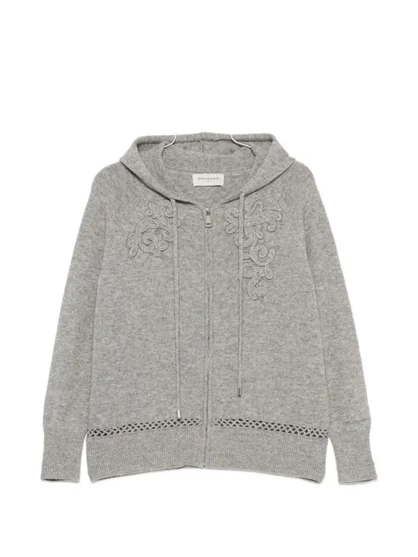 Ermanno Scervino Wool And Cashmere Hoodie - Grey