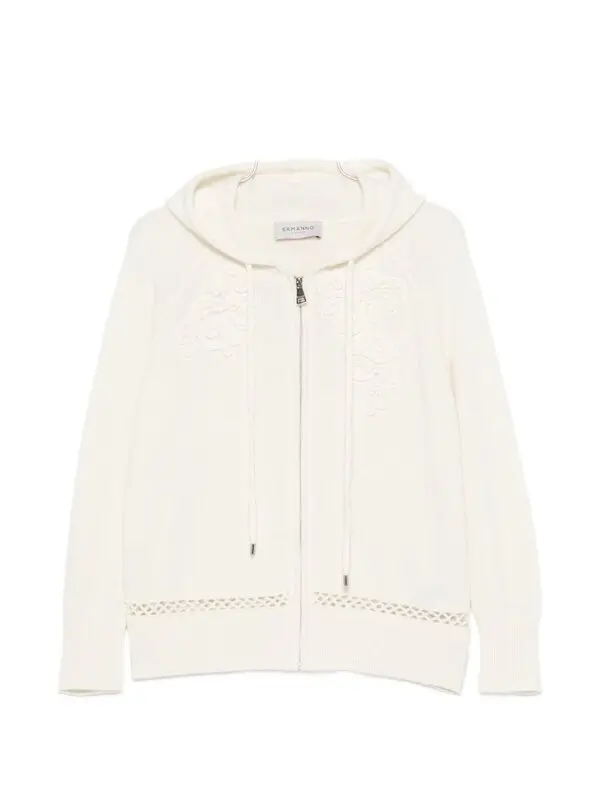 Ermanno Scervino Wool And Cashmere Hoodie - White