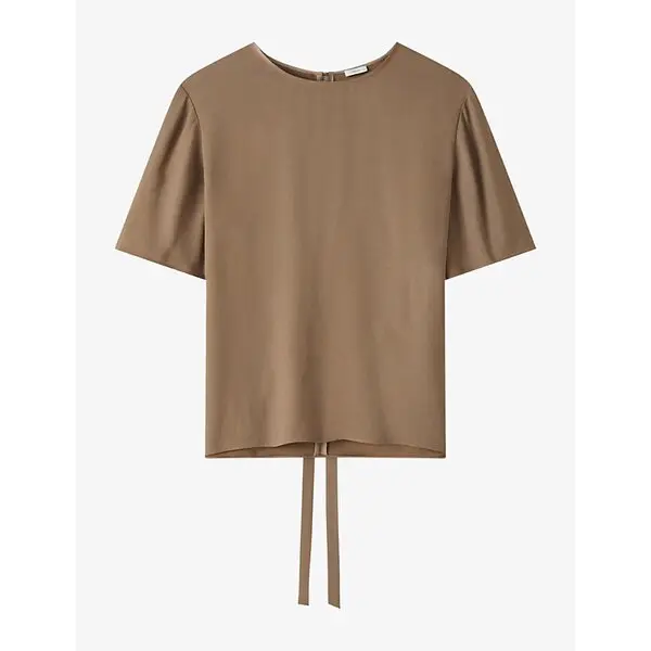 JOSEPH Atheris Tie-waist Crepe Top - Sable