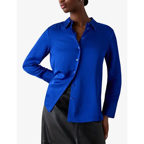 Whistles Long-sleeved Collared Satin Shirt