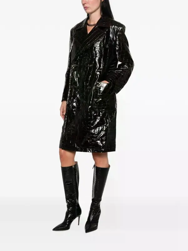 Junya Watanabe Croc-effect Double-breasted Coat