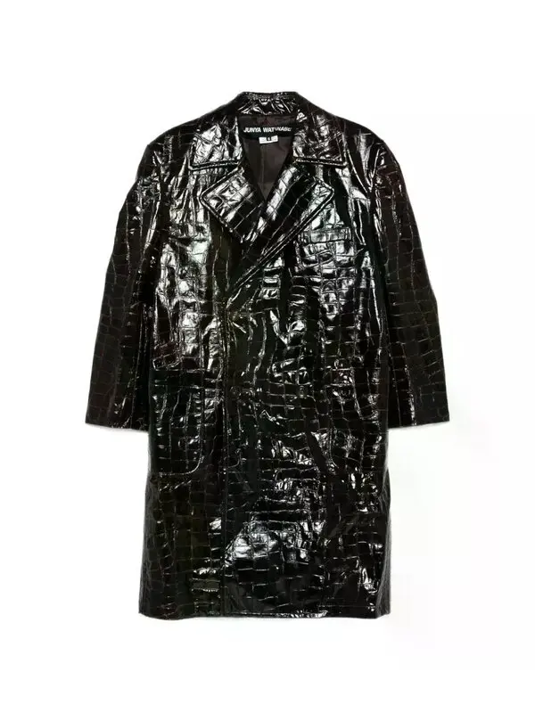 Junya Watanabe Croc-effect Double-breasted Coat - Brown