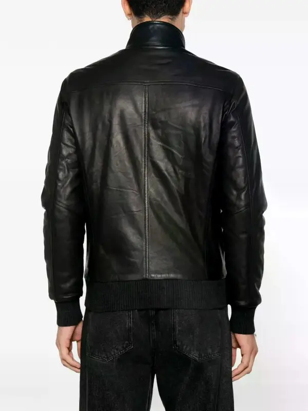 BARBA NAPOLI High-neck Leather Jacket