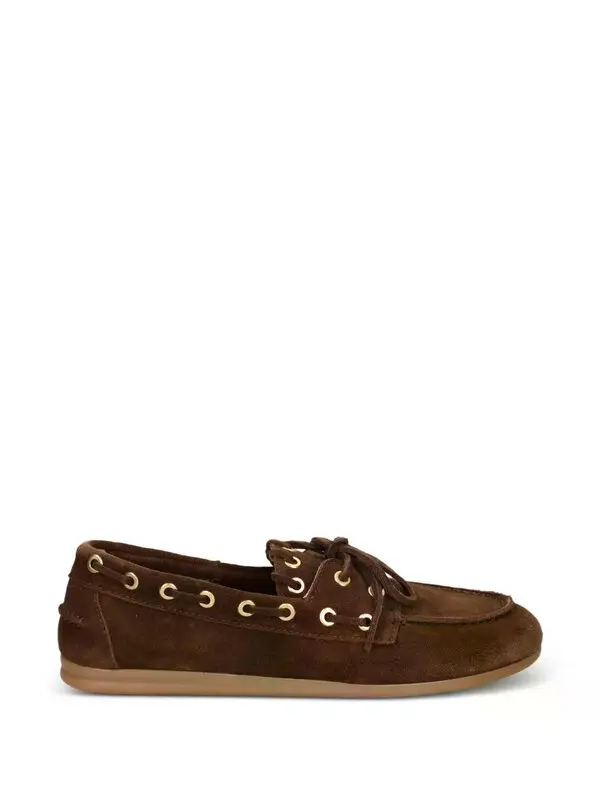 POSA Lace-up Suede Loafers - Brown