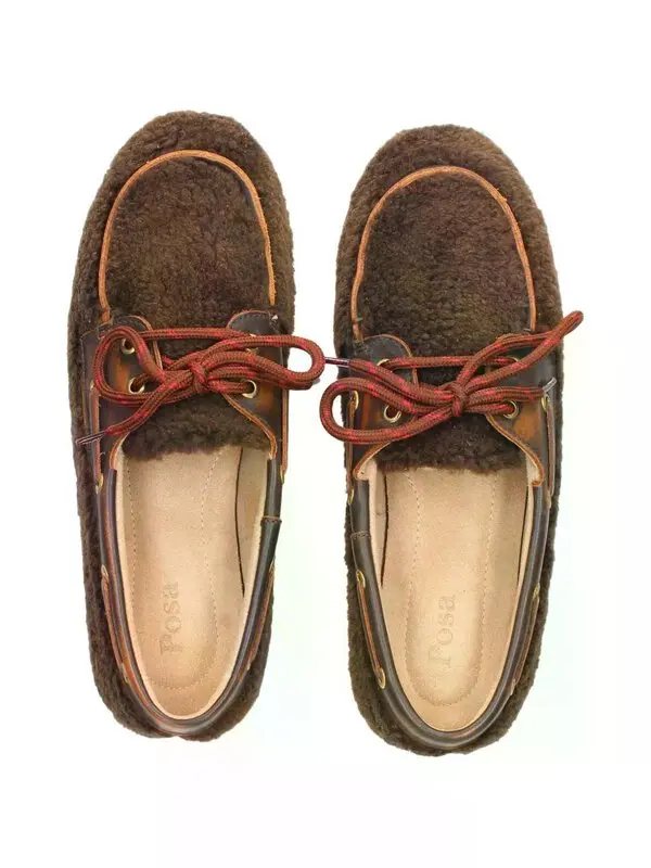 POSA Shearling-effect Lace-up Loafers