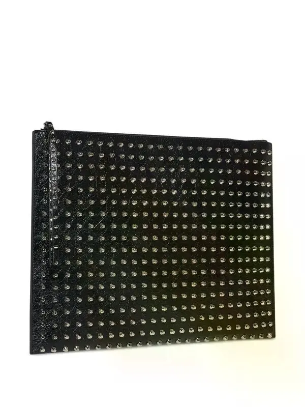 John Richmond Stud-embellished Leather Clutch - Black