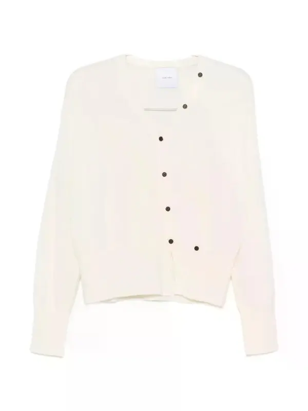 IVORY PARIS Asymmetric V-neck Long Sleeve Sweater - Neutrals