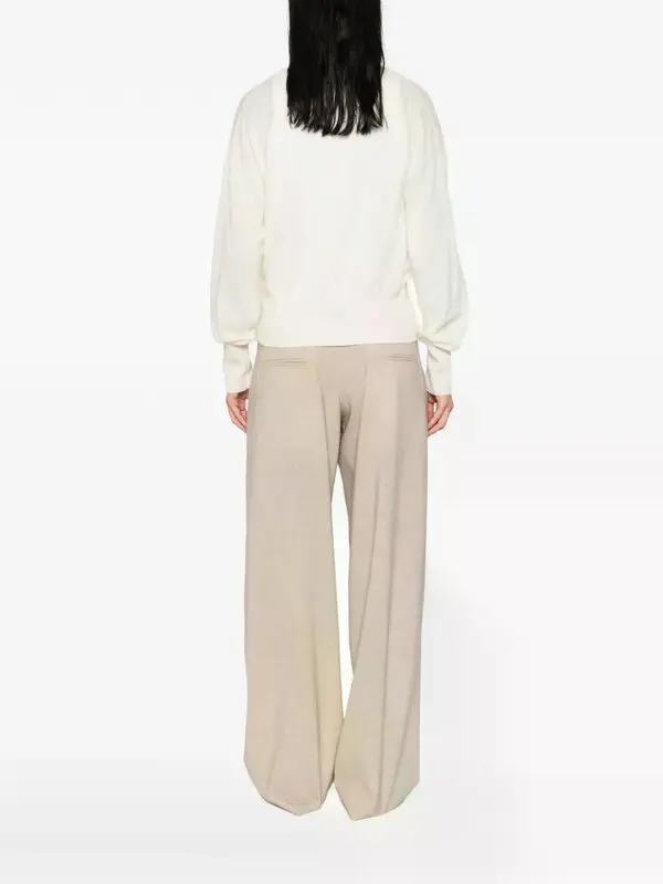 IVORY PARIS Asymmetric V-neck Long Sleeve Sweater