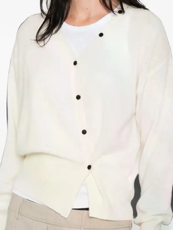 IVORY PARIS Asymmetric V-neck Long Sleeve Sweater