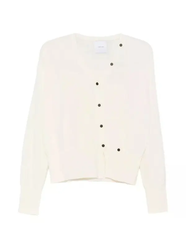 IVORY PARIS Asymmetric V-neck Long Sleeve Sweater - Neutrals