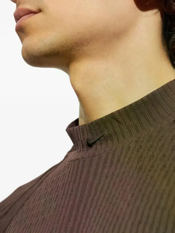 Nike Tech Logo-embroidered Panelled High Neck T-shirt