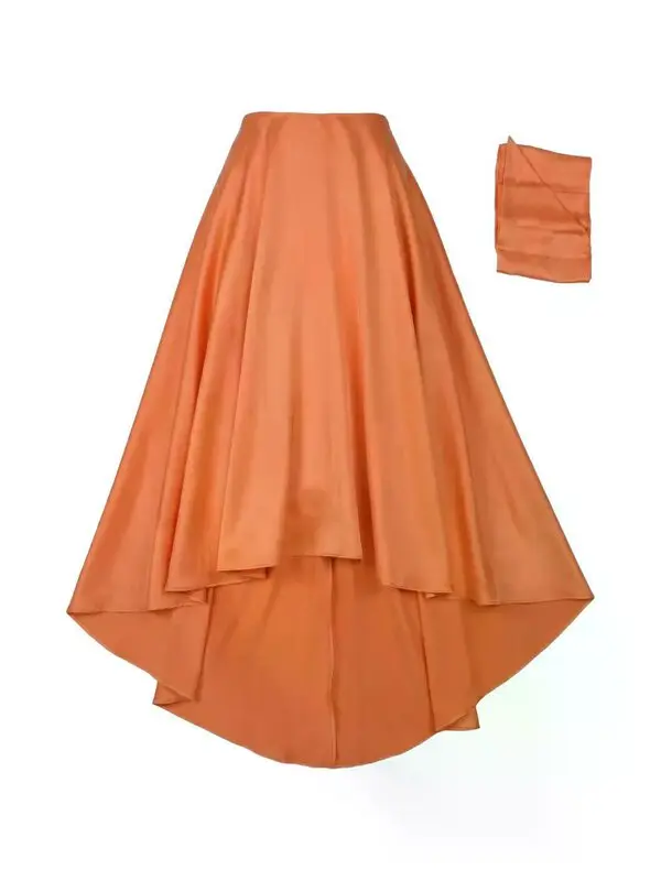 Valentino Garavani V-neck Set With Matching Scarf And Skirt - Orange