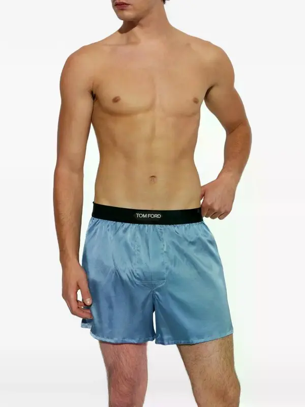 TOM FORD Logo-patch Silk Boxer Shorts