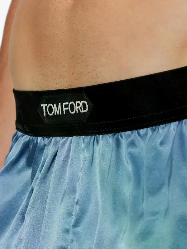 TOM FORD Logo-patch Silk Boxer Shorts