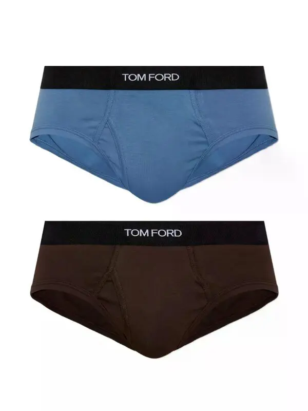 TOM FORD Logo-waistband Briefs - Brown