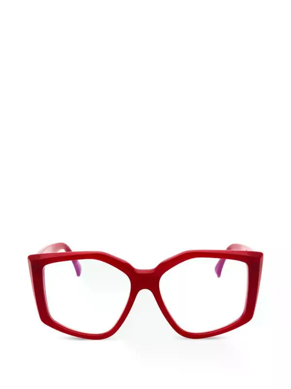 Max Mara Geometric Frame Eyeglasses - Red