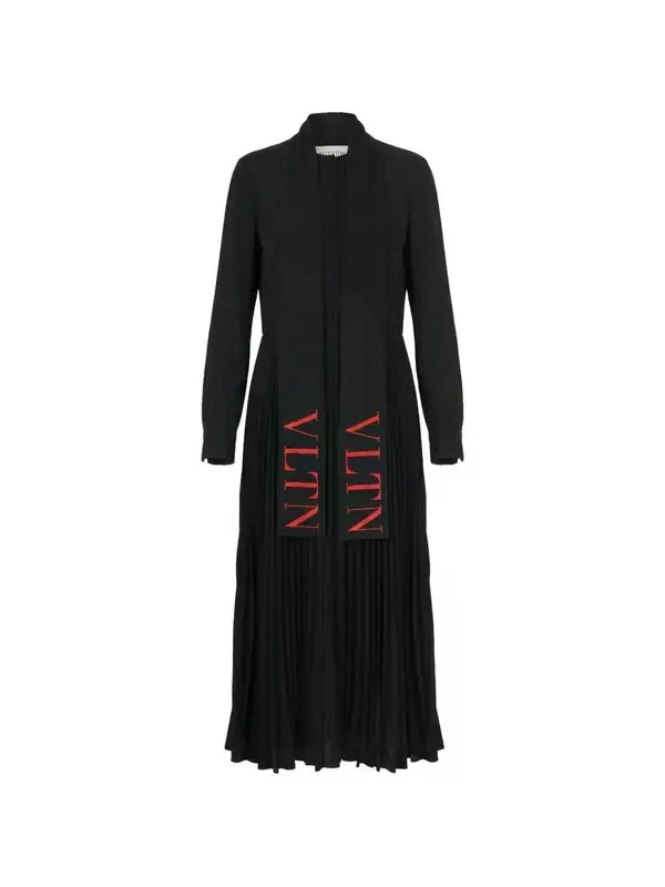 Valentino Garavani Long Sleeve Pleated Dress