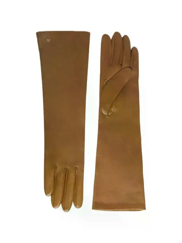 Max Mara Long Nappa Leather Gloves With Monogram Detail