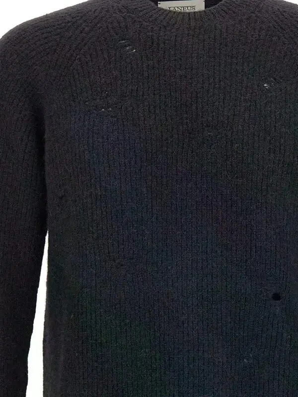 LANEUS Distressed Ribbed Sweater