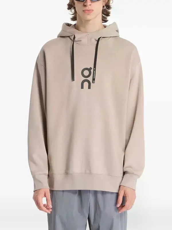 On Club Logo-print Drawstring Hoodie - Neutrals