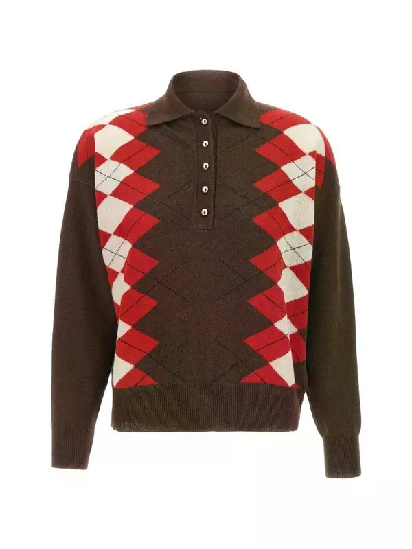 Marella Sequoia Argyle-pattern Sweater - Brown