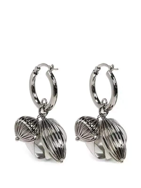 Marni Charm-detail Hoop Earrings - Silver