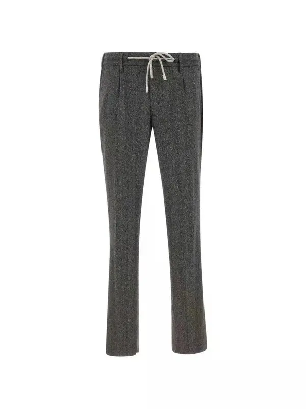 Eleventy Herringbone Pattern Drawstring Trousers