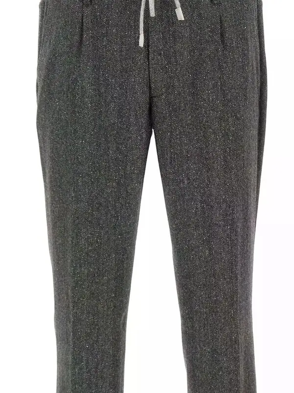 Eleventy Herringbone Pattern Drawstring Trousers