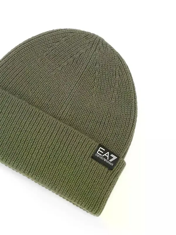 EA7 Ribbed Knit Beanie Hat