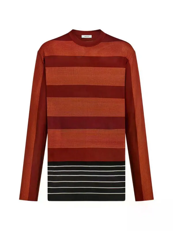 FERRAGAMO Striped Viscose Crew Neck Sweater