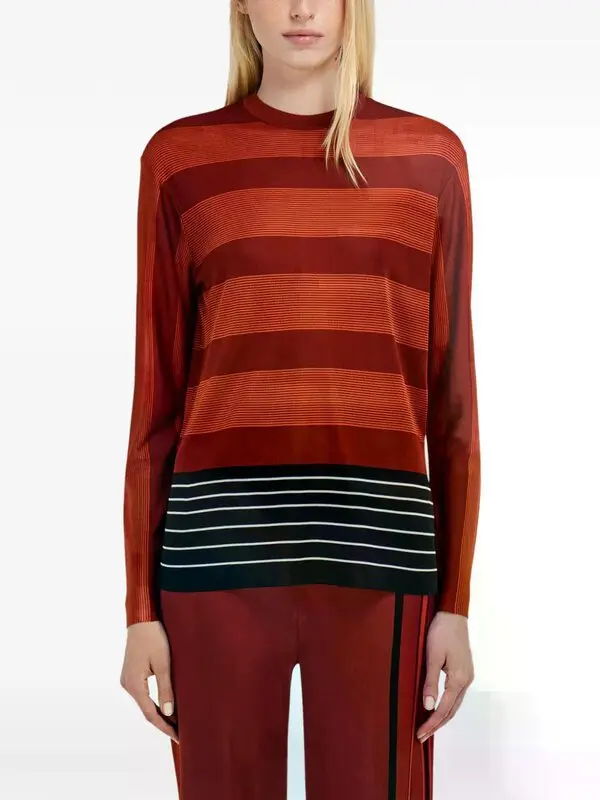 FERRAGAMO Striped Viscose Crew Neck Sweater