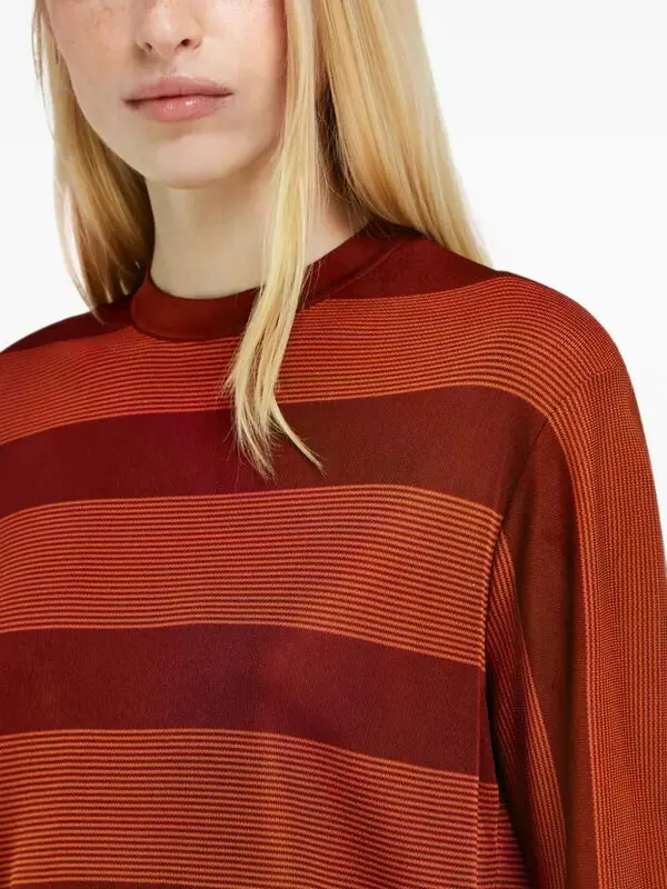FERRAGAMO Striped Viscose Crew Neck Sweater