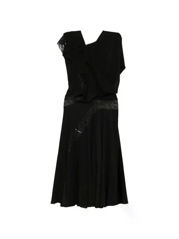 Junya Watanabe Ruffled Lace-panelled Dress - Black