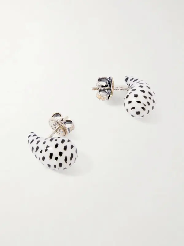 Bottega Veneta Sterling Silver, Resin And Enamel Earrings