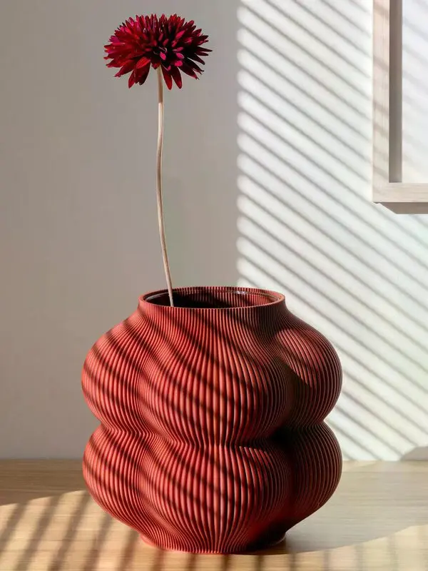 SHEYN Big Peach Ribbed Vase