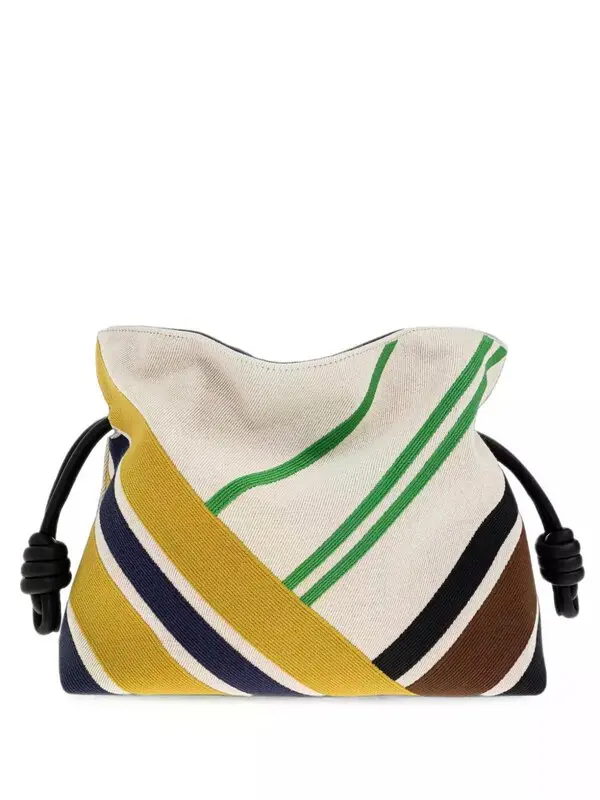 Loewe Medium Flamenco Striped Clutch Bag - Neutrals