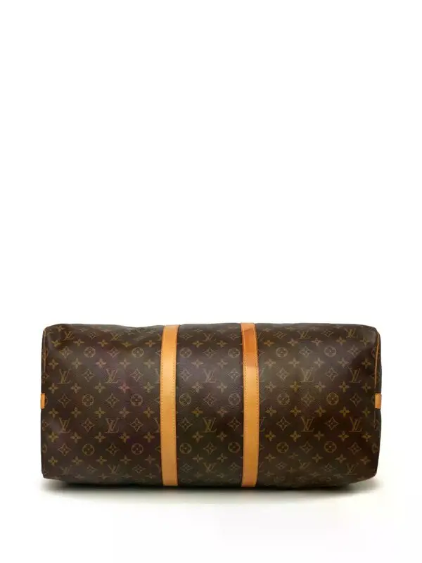 LOUIS VUITTON Monogram Keepall Bandouliere 55 Travel Bag - Brown