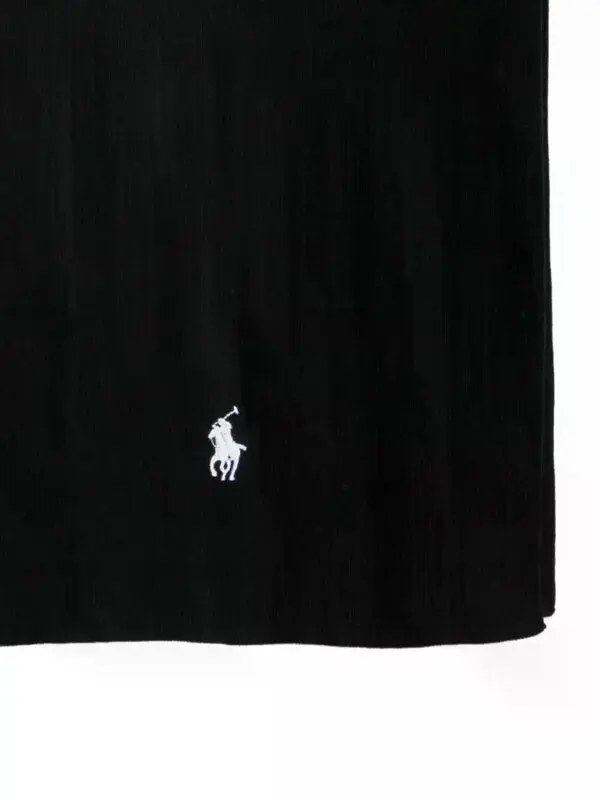 Polo Ralph Lauren Logo-embroidered Ribbed Scarf - Black