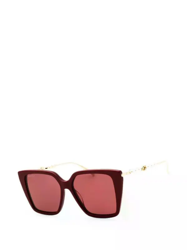 Gucci Geometric-frame Sunglasses - Red