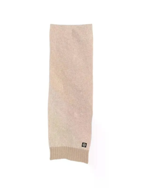 Stone Island Logo-patch Waffle-knit Scarf - Neutrals