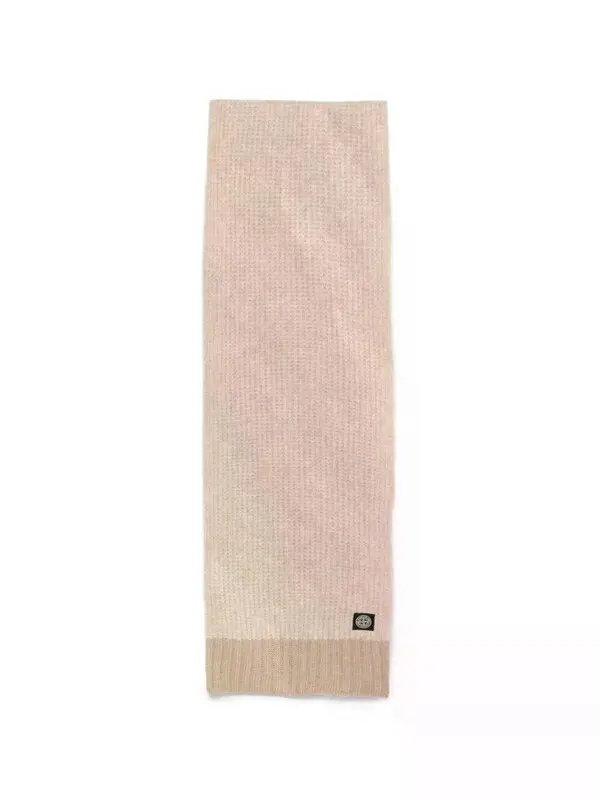 Stone Island Logo-patch Waffle-knit Scarf - Neutrals