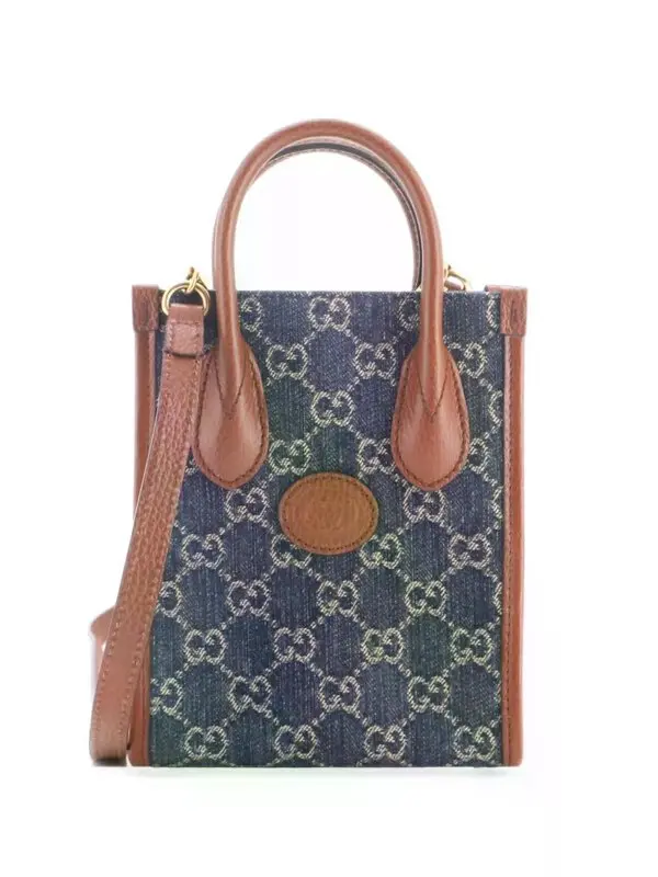 Gucci Interlocking G Patch Denim Mini Satchel